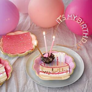 Talking Tables Pretty Pink Birthday Candles Cake Topper Decorations 16pcs, 4' Designed in The UK by