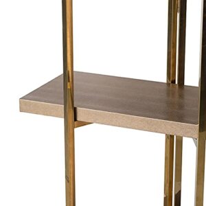 A and B Home 45500 70.9" H Rectangle Gold Stainless Steel/Leather Indoor w/4 Tiers, Modern Style, Tall Shelf