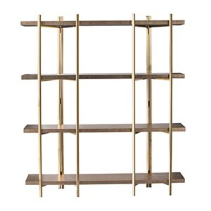 a and b home 45500 70.9" h rectangle gold stainless steel/leather indoor w/4 tiers, modern style, tall shelf