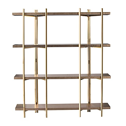 A and B Home 45500 70.9" H Rectangle Gold Stainless Steel/Leather Indoor w/4 Tiers, Modern Style, Tall Shelf