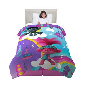 franco kids bedding super soft reversible comforter, twin/full, trolls world tour