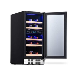 Newair 15" Wine Cooler Refrigerator | 29 Bottle Capacity | Fridge Built-in Or Free Standing | Dual Zone Wine Fridge With Removable Beech Wood Shelves In Stainless Steel NWC029SS01