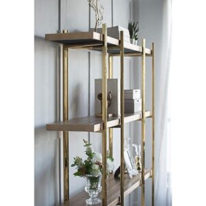 A and B Home 45500 70.9" H Rectangle Gold Stainless Steel/Leather Indoor w/4 Tiers, Modern Style, Tall Shelf