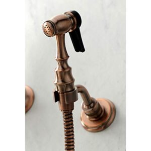 Kingston Brass KS124PXBSAC Heritage Bridge Kitchen Faucet, Antique Copper, 11.81 x 8.13 x 8.5