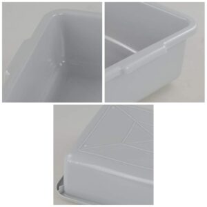 Ucake 3-Pack Plastic Bus Tub, 13 L Plastic Utility Bus Box Dish Pan, Grey