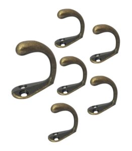 qcaa single prong hook hanger, zinc die cast (6pack, antique brass)