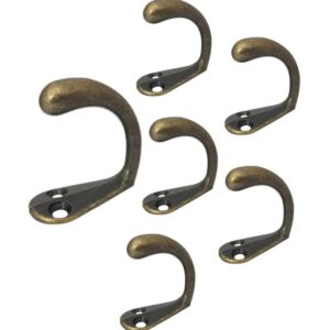 QCAA Single Prong Hook Hanger, Zinc Die Cast (6pack, Antique Brass)