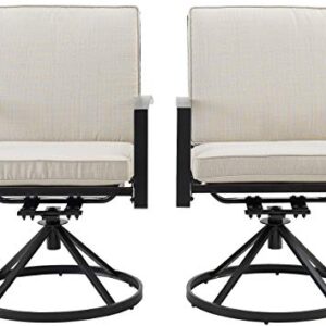 Crosley Furniture KO60026BZ-OL Kaplan Outdoor Metal Dining Swivel Chairs, Set of 2, Oiled Bronze with Oatmeal Cushions