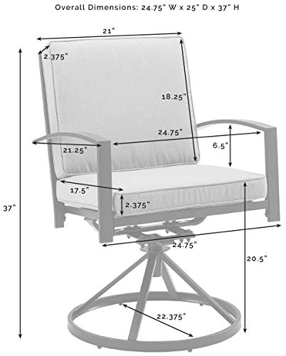 Crosley Furniture KO60026BZ-OL Kaplan Outdoor Metal Dining Swivel Chairs, Set of 2, Oiled Bronze with Oatmeal Cushions