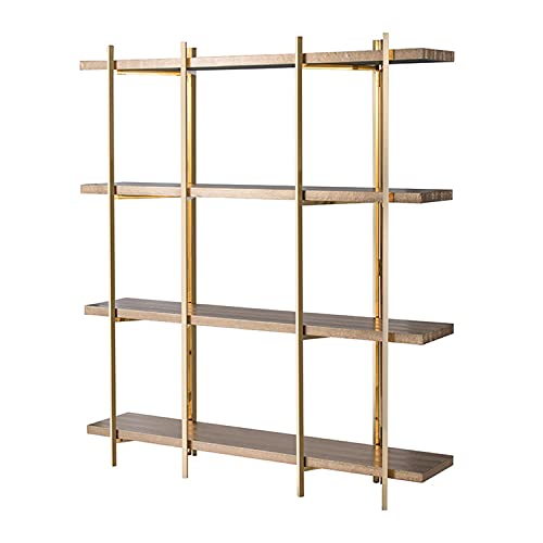 A and B Home 45500 70.9" H Rectangle Gold Stainless Steel/Leather Indoor w/4 Tiers, Modern Style, Tall Shelf