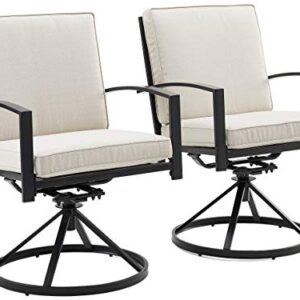 Crosley Furniture KO60026BZ-OL Kaplan Outdoor Metal Dining Swivel Chairs, Set of 2, Oiled Bronze with Oatmeal Cushions