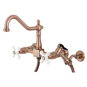 kingston brass ks124pxbsac heritage bridge kitchen faucet, antique copper, 11.81 x 8.13 x 8.5