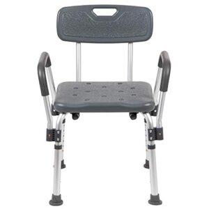 Flash Furniture HERCULES Series 300 Lb. Capacity, Adjustable Gray Bath & Shower Chair with Depth Adjustable Back