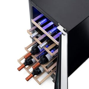 Newair 15" Wine Cooler Refrigerator | 29 Bottle Capacity | Fridge Built-in Or Free Standing | Dual Zone Wine Fridge With Removable Beech Wood Shelves In Stainless Steel NWC029SS01