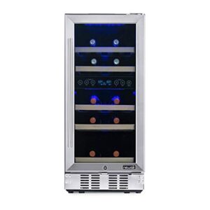 Newair 15" Wine Cooler Refrigerator | 29 Bottle Capacity | Fridge Built-in Or Free Standing | Dual Zone Wine Fridge With Removable Beech Wood Shelves In Stainless Steel NWC029SS01