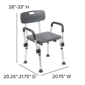 Flash Furniture HERCULES Series 300 Lb. Capacity, Adjustable Gray Bath & Shower Chair with Depth Adjustable Back