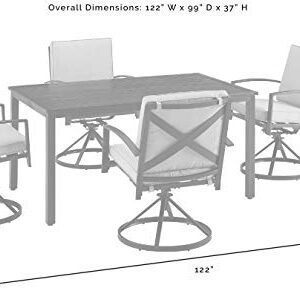 Crosley Furniture Kaplan 7-Piece Outdoor Dining Set for 6, Patio Table and Chairs for Backyard, Deck, Oiled Bronze with Oatmeal Cushions