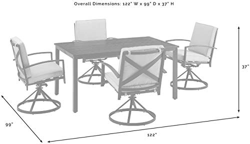 Crosley Furniture Kaplan 7-Piece Outdoor Dining Set for 6, Patio Table and Chairs for Backyard, Deck, Oiled Bronze with Oatmeal Cushions