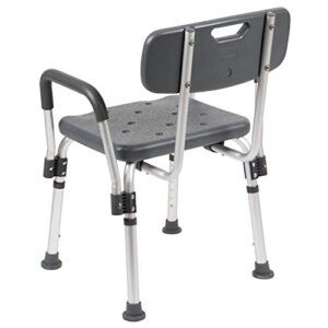 Flash Furniture HERCULES Series 300 Lb. Capacity, Adjustable Gray Bath & Shower Chair with Depth Adjustable Back