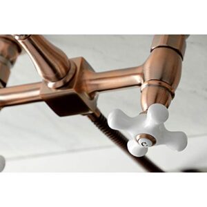 Kingston Brass KS124PXBSAC Heritage Bridge Kitchen Faucet, Antique Copper, 11.81 x 8.13 x 8.5