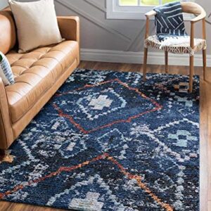 Unique Loom Morocco Collection Tribal, Southwestern, Bohemian Area Rug, 4' 0" x 6' 0", Navy Blue/Gray