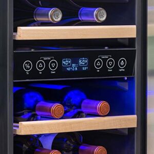 Newair 15" Wine Cooler Refrigerator | 29 Bottle Capacity | Fridge Built-in Or Free Standing | Dual Zone Wine Fridge With Removable Beech Wood Shelves In Stainless Steel NWC029SS01