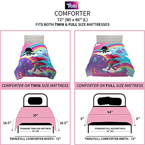 Franco Kids Bedding Super Soft Reversible Comforter, Twin/Full, Trolls World Tour