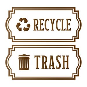 recycle and trash elegant decal to organize trash cans or garbage containers and walls - premium cut vinyl style 2 (xsmall, copper-r)