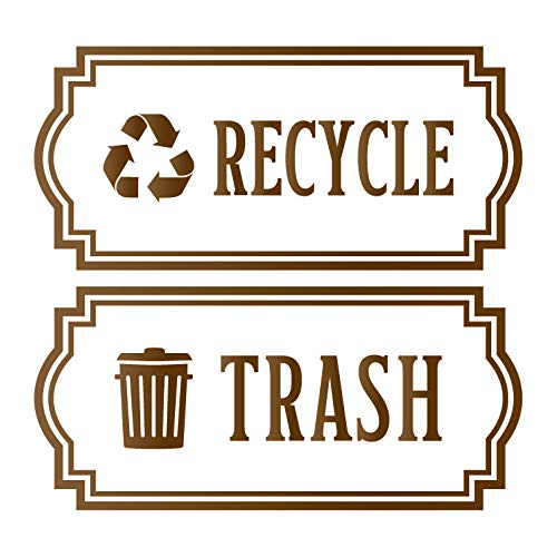 Recycle and Trash Elegant Decal to Organize Trash cans or Garbage containers and Walls - Premium Cut Vinyl Style 2 (XSmall, Copper-R)