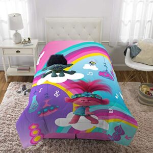 Franco Kids Bedding Super Soft Reversible Comforter, Twin/Full, Trolls World Tour