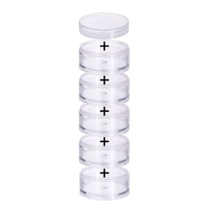 BENECREAT Mixed Size Stackable Round Plastic Containers 4 Column(5 Layer/Column) Bead Storage Jars for Beads, Buttons, Crafts and Small Jewelry Findings