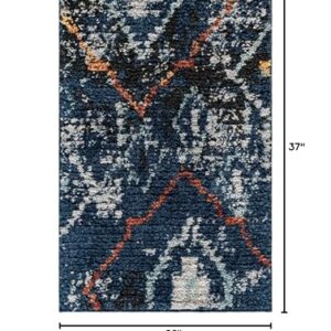 Unique Loom Morocco Collection Tribal, Southwestern, Bohemian Area Rug, 2' 2" x 3' 0", Navy Blue/Gray