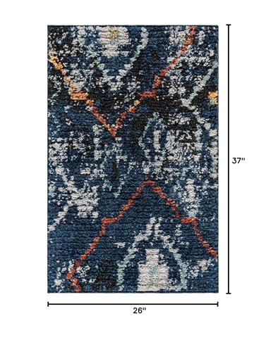 Unique Loom Morocco Collection Tribal, Southwestern, Bohemian Area Rug, 2' 2" x 3' 0", Navy Blue/Gray