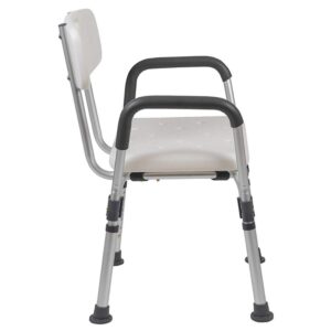 Flash Furniture HERCULES Series 300 Lb. Capacity, Adjustable White Bath & Shower Chair with Depth Adjustable Back