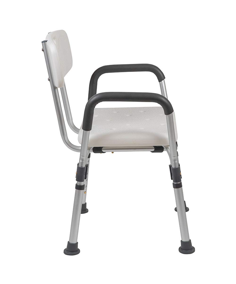 Flash Furniture HERCULES Series 300 Lb. Capacity, Adjustable White Bath & Shower Chair with Depth Adjustable Back