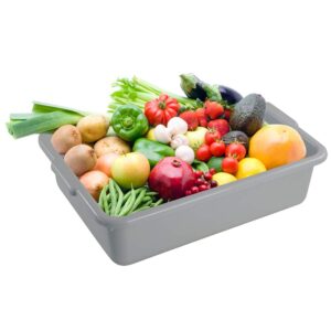 Ucake 3-Pack Plastic Bus Tub, 13 L Plastic Utility Bus Box Dish Pan, Grey