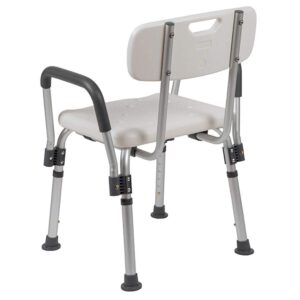 Flash Furniture HERCULES Series 300 Lb. Capacity, Adjustable White Bath & Shower Chair with Depth Adjustable Back