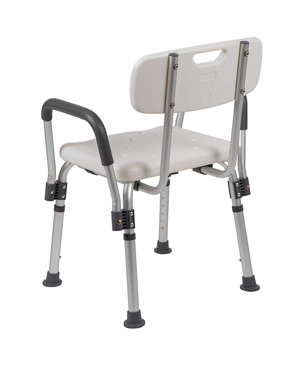 Flash Furniture HERCULES Series 300 Lb. Capacity, Adjustable White Bath & Shower Chair with Depth Adjustable Back