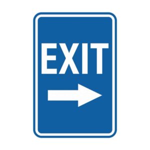 signs bylita portrait round exit right arrow sign with adhesive tape, mounts on any surface, weather resistant, indoor/outdoor use (blue) - large