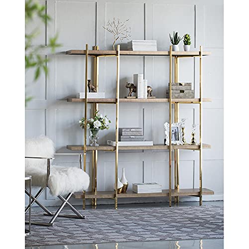 A and B Home 45500 70.9" H Rectangle Gold Stainless Steel/Leather Indoor w/4 Tiers, Modern Style, Tall Shelf