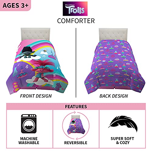 Franco Kids Bedding Super Soft Reversible Comforter, Twin/Full, Trolls World Tour