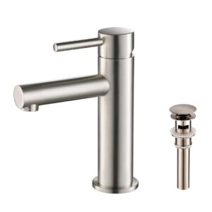 blossom kitchen and bath solid brass leed free single handle bathroom faucet brush nickel w/pop-up