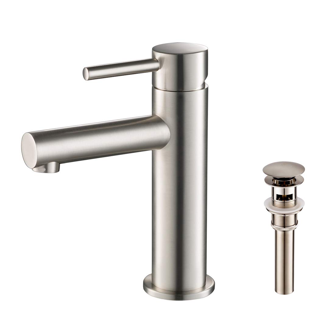 Blossom Kitchen and Bath Solid Brass Leed Free Single Handle Bathroom Faucet Brush Nickel w/Pop-up