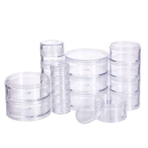 benecreat mixed size stackable round plastic containers 4 column(5 layer/column) bead storage jars for beads, buttons, crafts and small jewelry findings