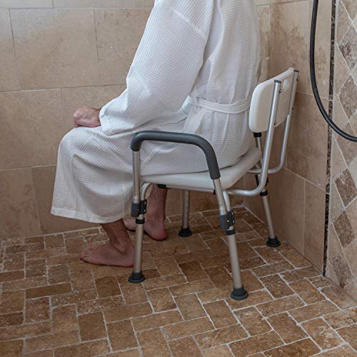 Flash Furniture HERCULES Series 300 Lb. Capacity, Adjustable Gray Bath & Shower Chair with Depth Adjustable Back