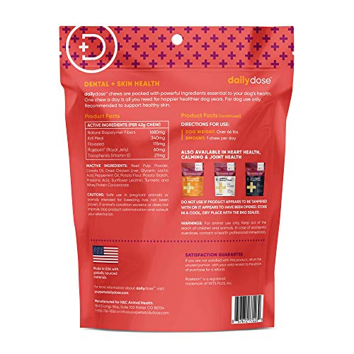 dailydose Dual Benefit - Dental + Skin Health Chews for Dogs, Large | Dental Treats with Supplements (77123)