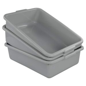 ucake 3-pack plastic bus tub, 13 l plastic utility bus box dish pan, grey