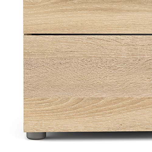 Tvilum Bedrooms, Living Areas, or Entryways, Silver Handles, Steel Brackets at Bottom 4 Drawer Chest, 15,85 in D x 26,81 in H x 31,57 in W, Oak