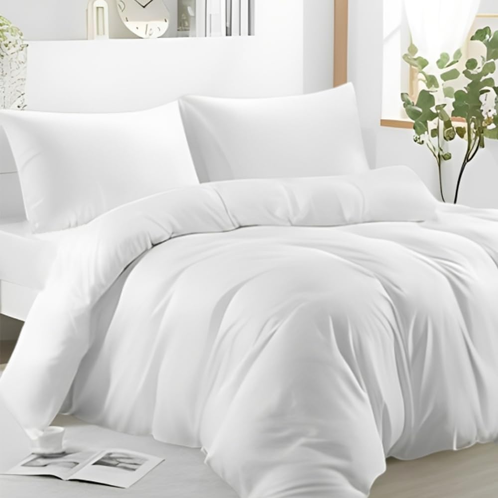 Bunny's Home King/California King Duvet Cover Set White 3 Pc Cooling Duvet Cover with Pillowcases 800 Thread Count Egyptian Cotton Comforter Cover Duvet Insert with Corner Ties Zipper Closure