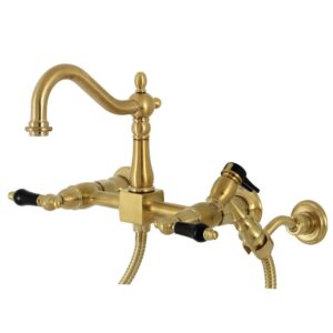 kingston brass ks1267pklbs duchess bridge kitchen faucet, brushed brass